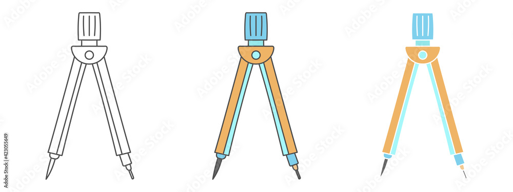 compass architect design vector. clipart cartoon illustration. black ...