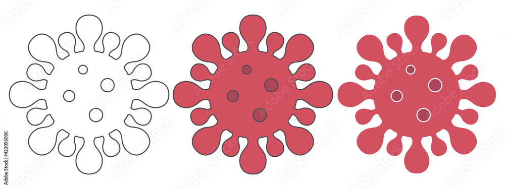 coronavirus design vector. clipart cartoon illustration. black and ...