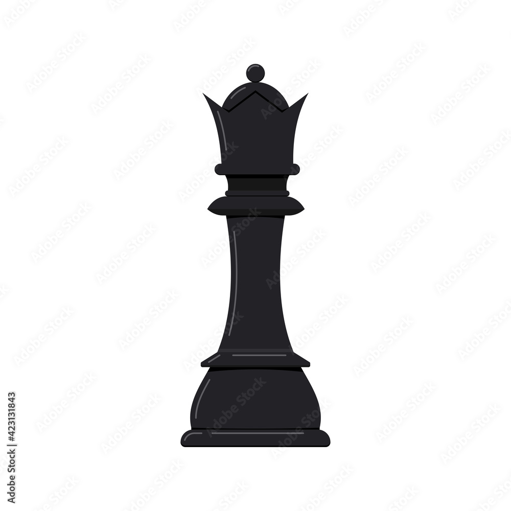 Chess piece queen vector icon isolated on white background. Black chess ...