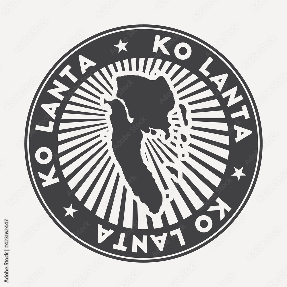 Ko Lanta round logo. Vintage travel badge with the circular name and ...