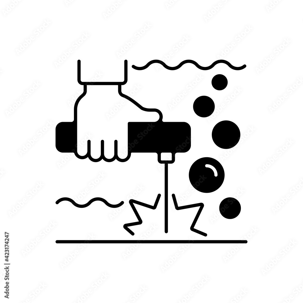 Underwater welding black linear icon. Offshore oil drilling. Oil rigs ...