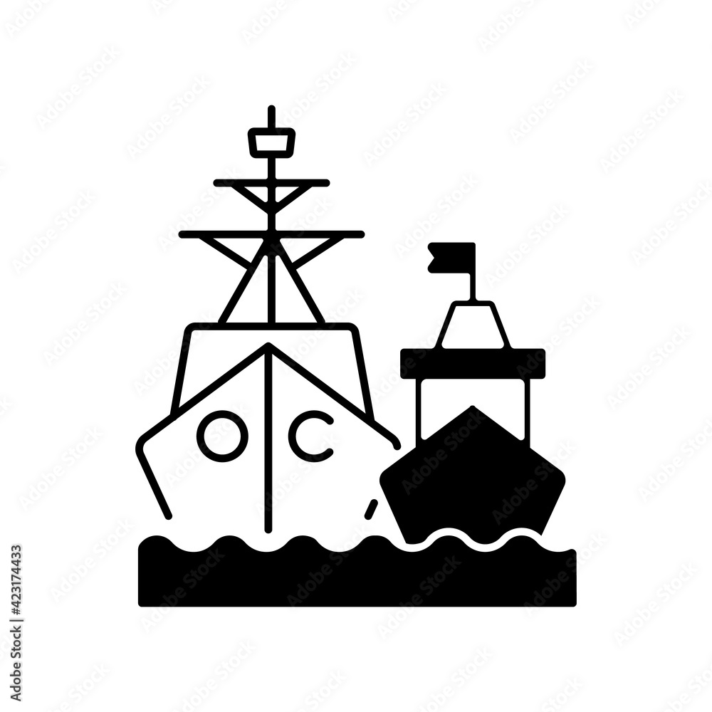 Vector de Stock Naval fleet black linear icon. Military force unit ...