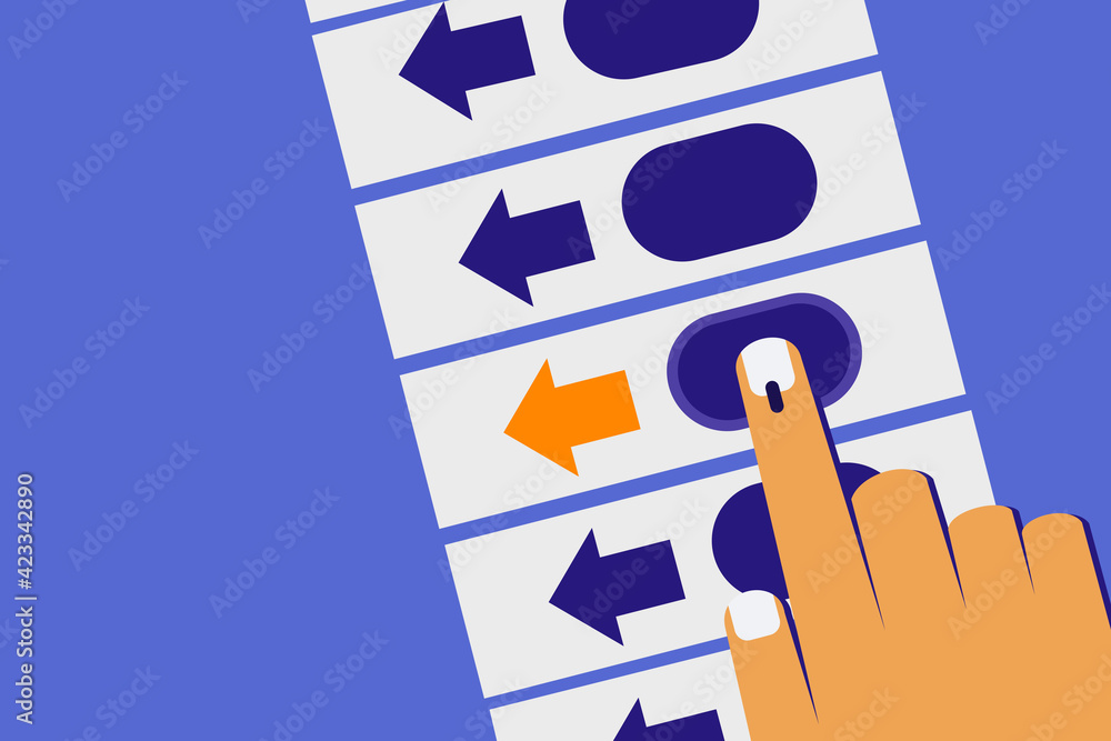 Hand casting vote in Electronic voting machine Stock Vector | Adobe Stock