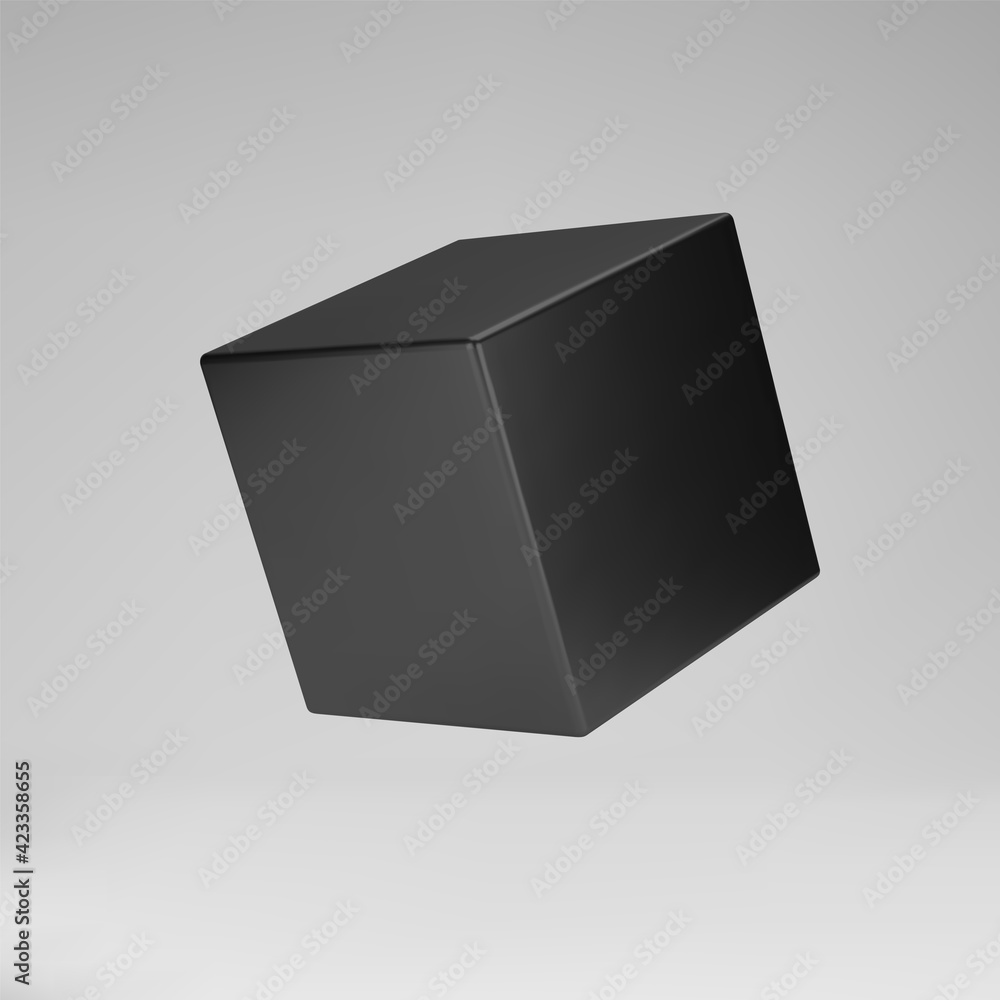Black 3d modeling cube with perspective isolated on grey background ...