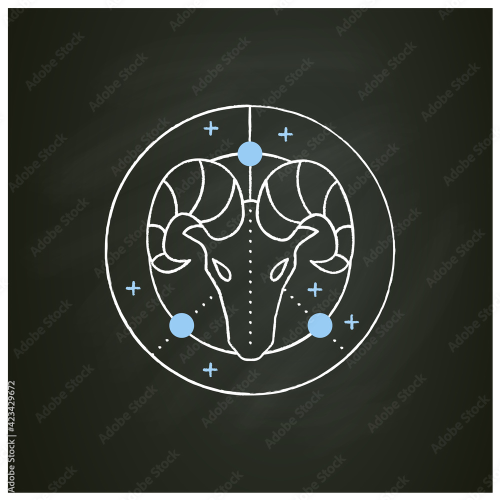 Aries chalk icon. Ram symbol. First fire sign in zodiac. Birth symbol ...
