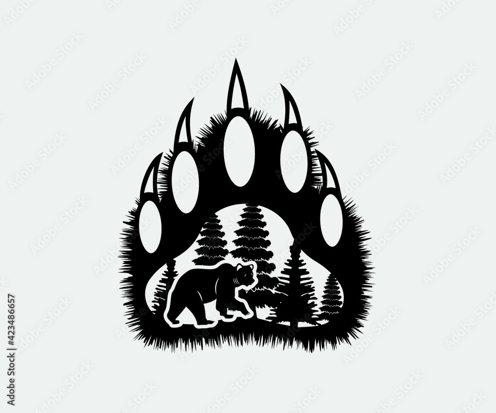 Bear Footprint Printable Vector Illustration, Bear Paw Print, Bear ...