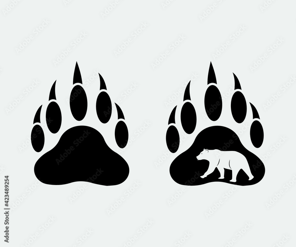 Bear Footprint Printable Vector Illustration, Bear Paw Print, Bear ...