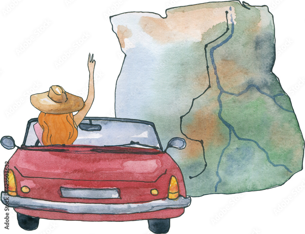 watercolor travel clipart road trip clip art sublimation designs couple ...