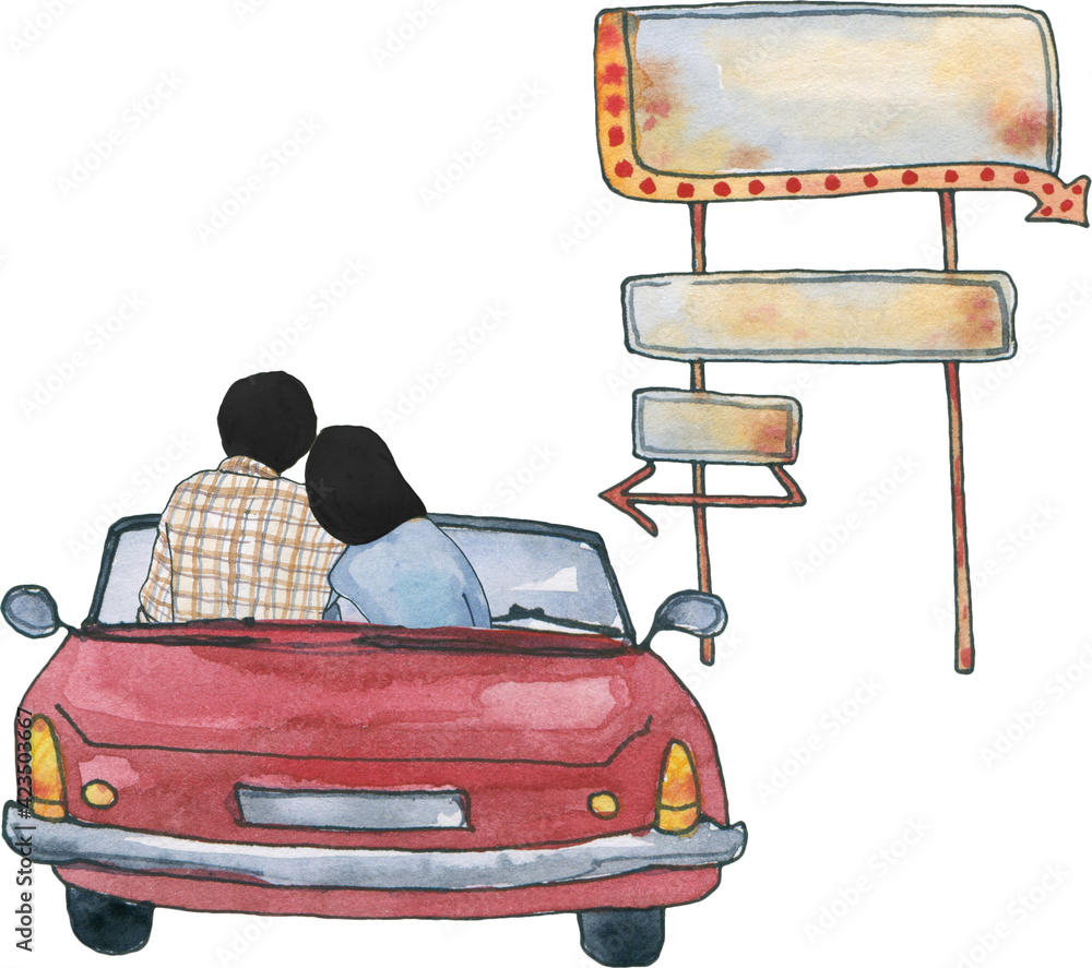 Stock-Illustration „watercolor travel clipart road trip clip art ...