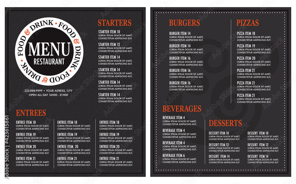 Restaurant menu modern design layout Stock Vector | Adobe Stock