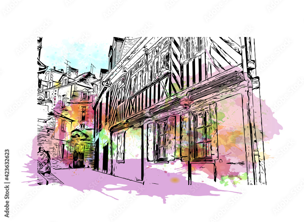 Building view with landmark of Rennes is the city in France ...