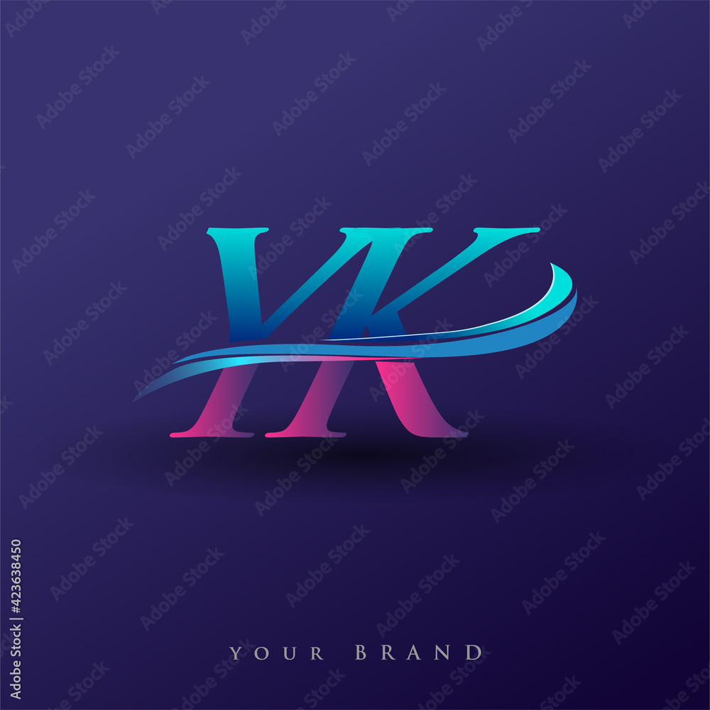 YK initial logo company name colored blue and magenta swoosh design ...