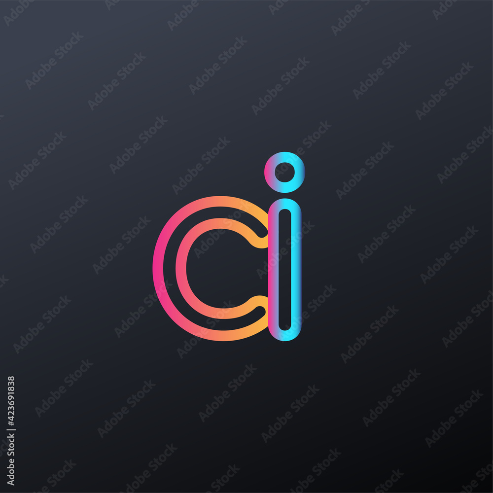 initial logo CI lowercase letter, colorful blue, orange and pink ...