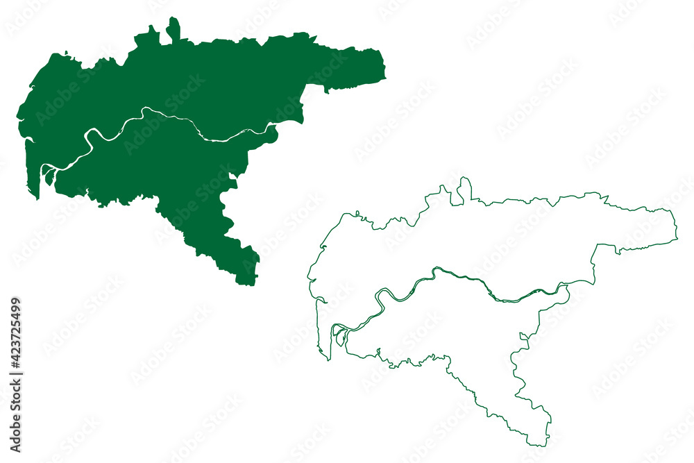 Surat district (Gujarat State, Republic of India) map vector ...