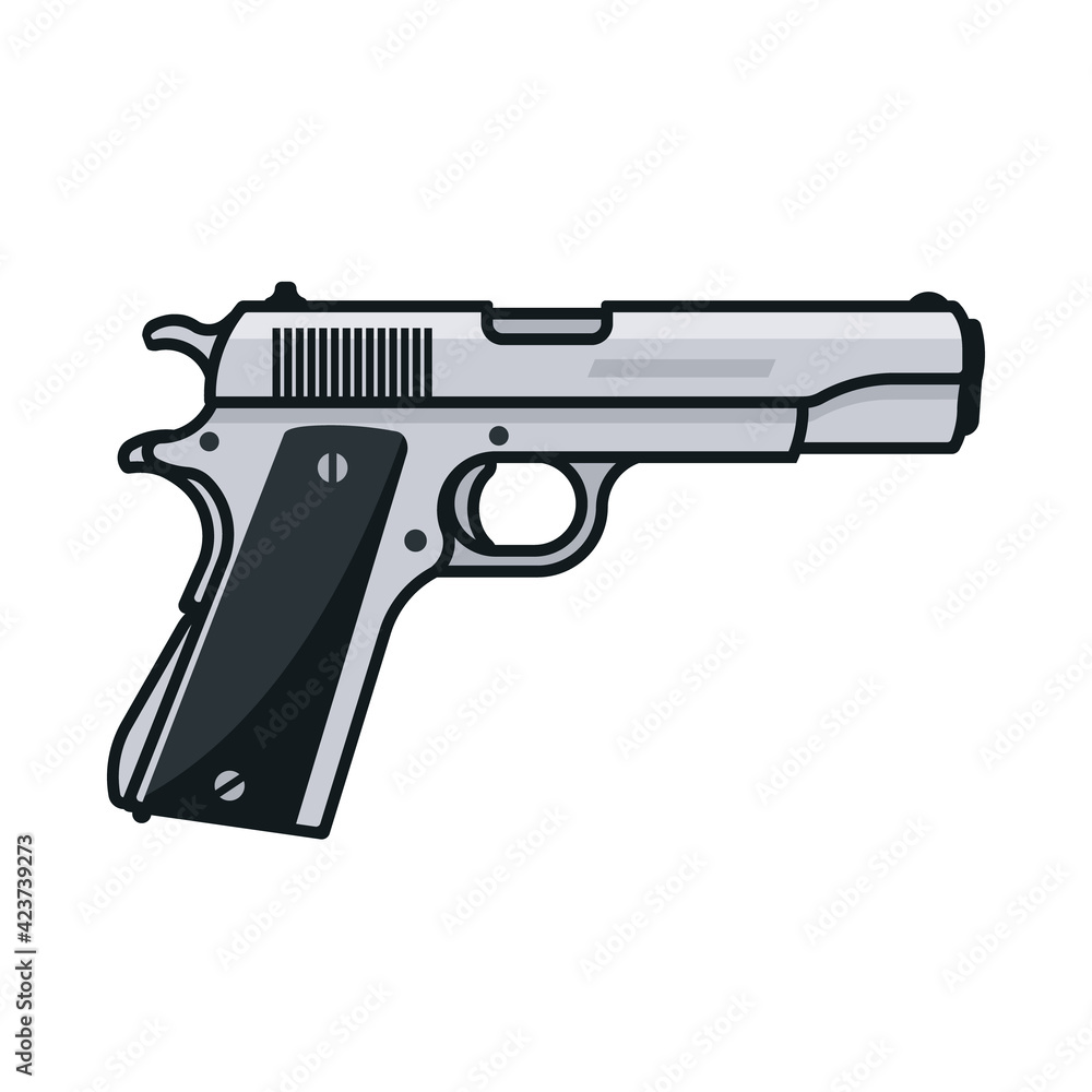45 gun icon. Clipart image isolated on white background Stock Vector ...