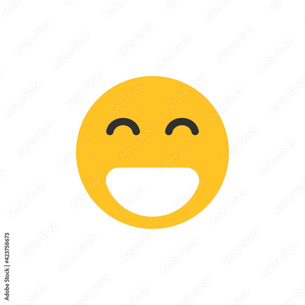 Smiling emoticon with happy eyes and rosy cheeks.Vector illustration ...