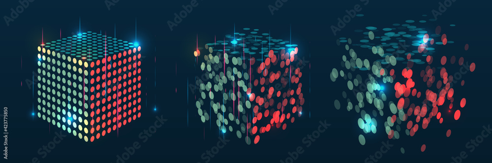 Abstract stream information with squares array and binary code ...
