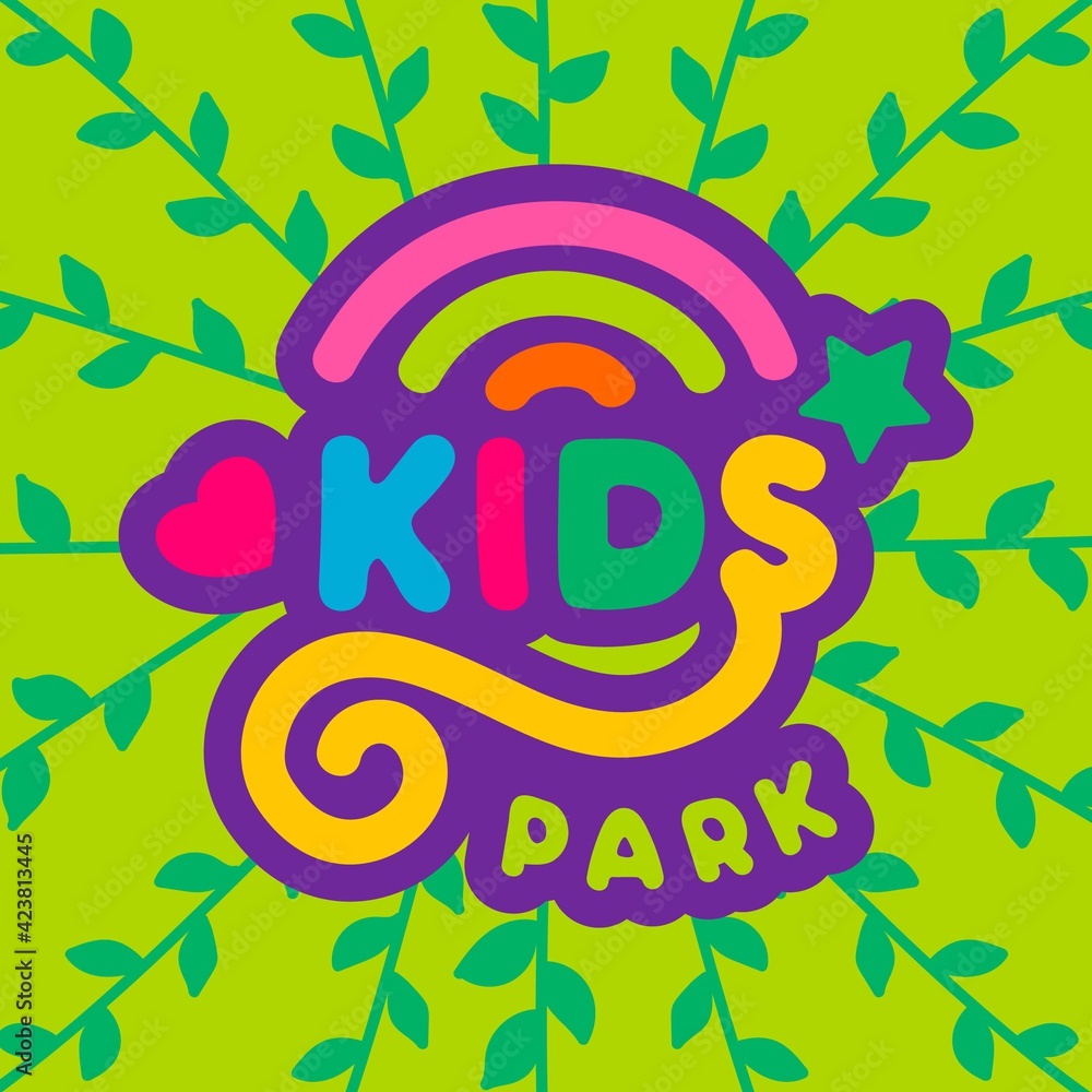 Amusing Lettering kids park logo,family adventure pastime icon colorful ...