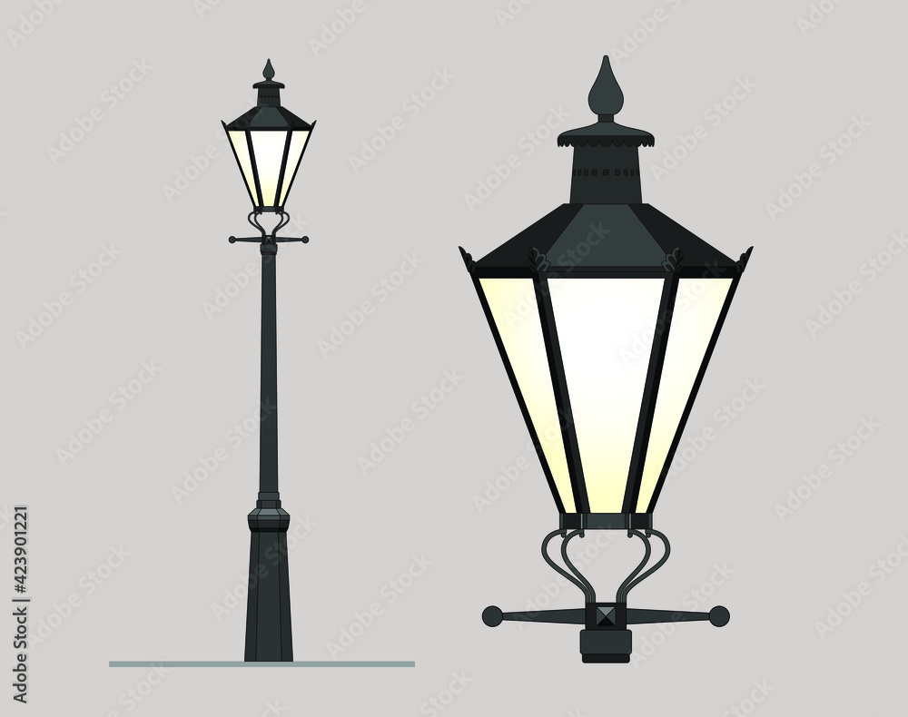 Classic street lamp. Outdoor lighting of the city. Urban design. Design ...