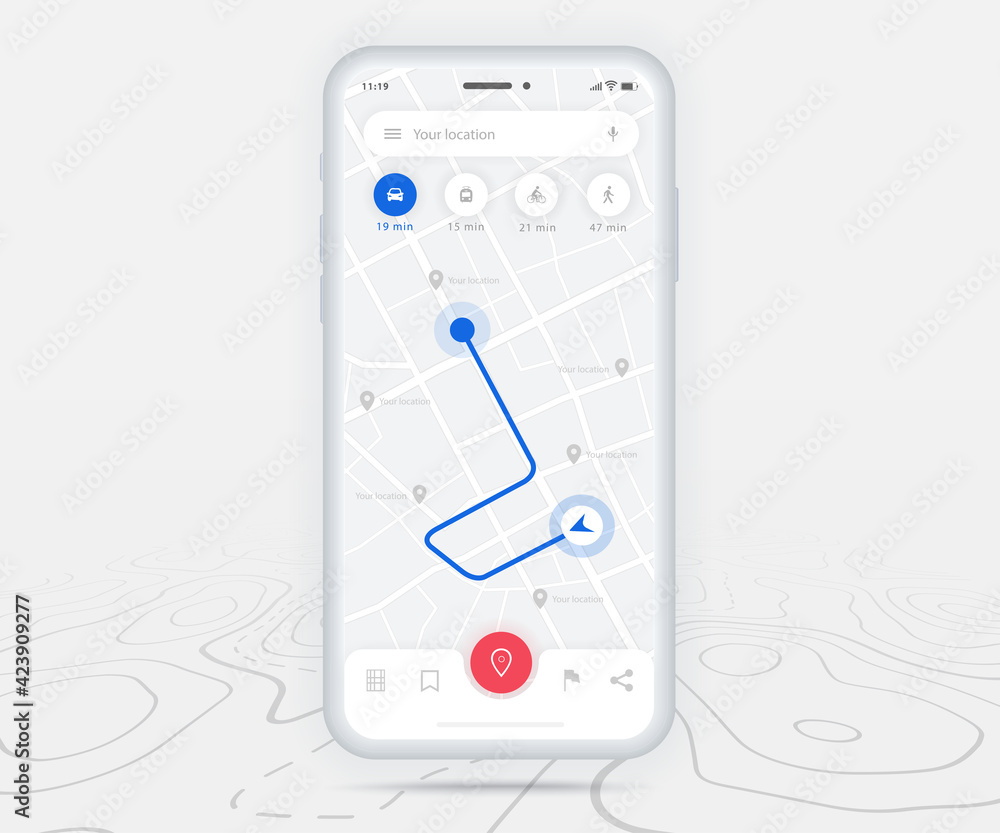 Vector de Stock Map GPS navigation ux ui concept, Smartphone map ...