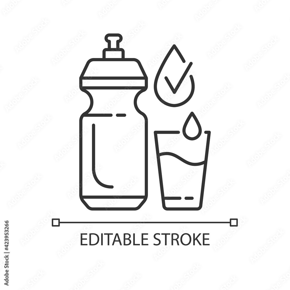 Drinking enough water linear icon. Stay hydrated. Refreshment from ...