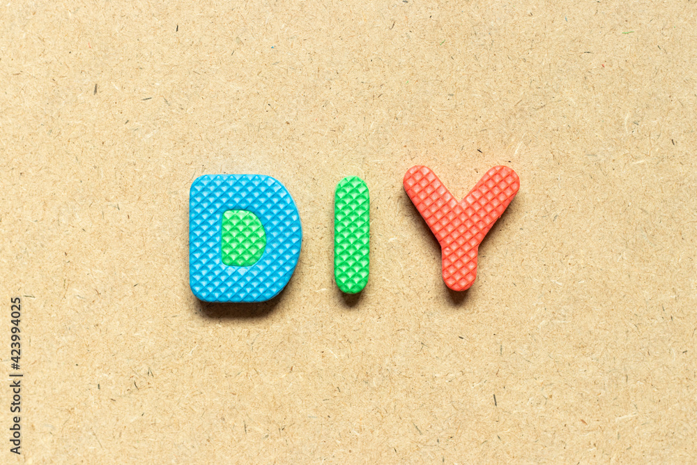 Foam alphabet letter in word DIY (abbreviation of do it yourself) on ...