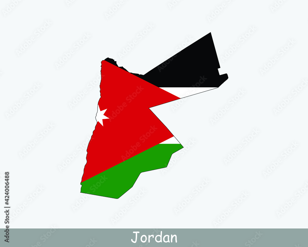 Jordan Map Flag. Map of Hashemite Kingdom of Jordan with the Jordanian ...