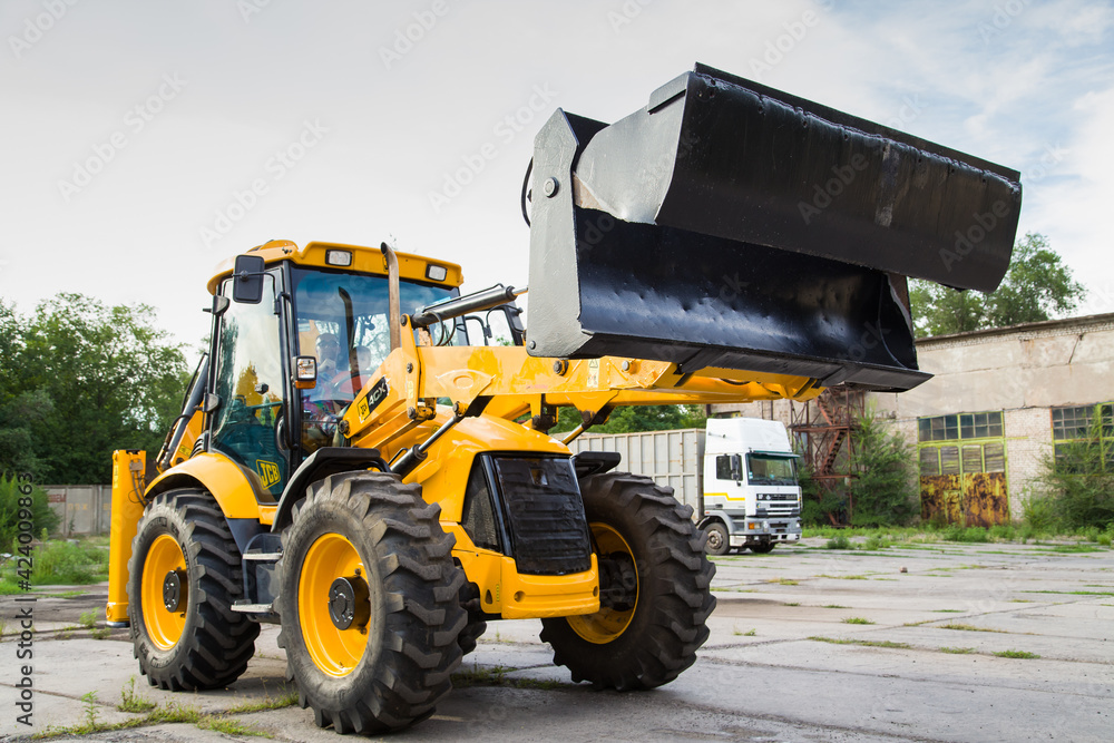 Kiev, Ukraine - June 20, 2017: JCB AWD Backhoe Loader. Production ...