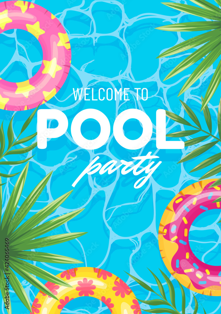 Banner swimming pool party welcome, top view Stock Vector | Adobe Stock