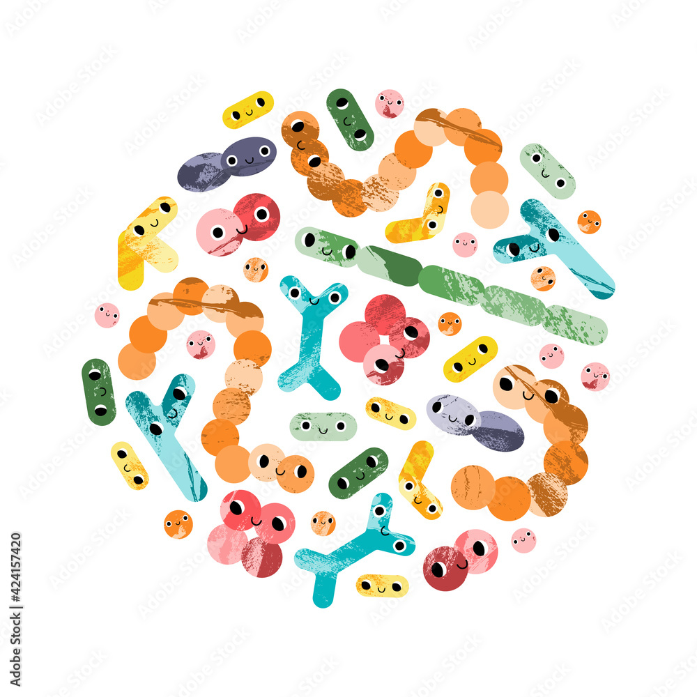 Stockvector Cute lactic acid bacteria character. Probiotics. Good ...