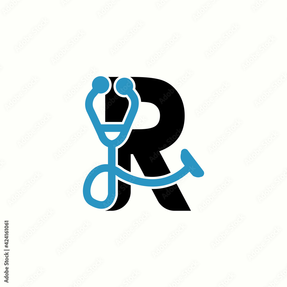 logo letter r with icon stethoscope vector design Stock Vector | Adobe ...