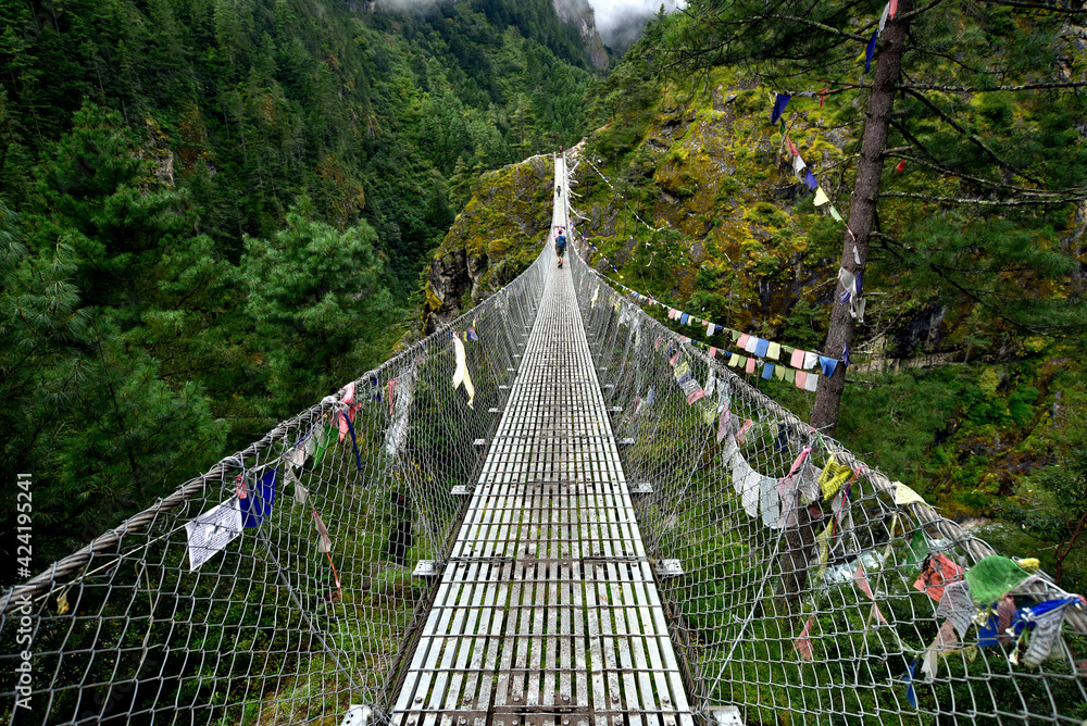 Suspension Bridge at Himalayan area in Nepal Stock Photo | Adobe Stock