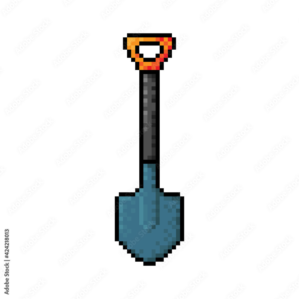 Shovel icon. Pixel art. Front view. Vector simple flat graphic ...