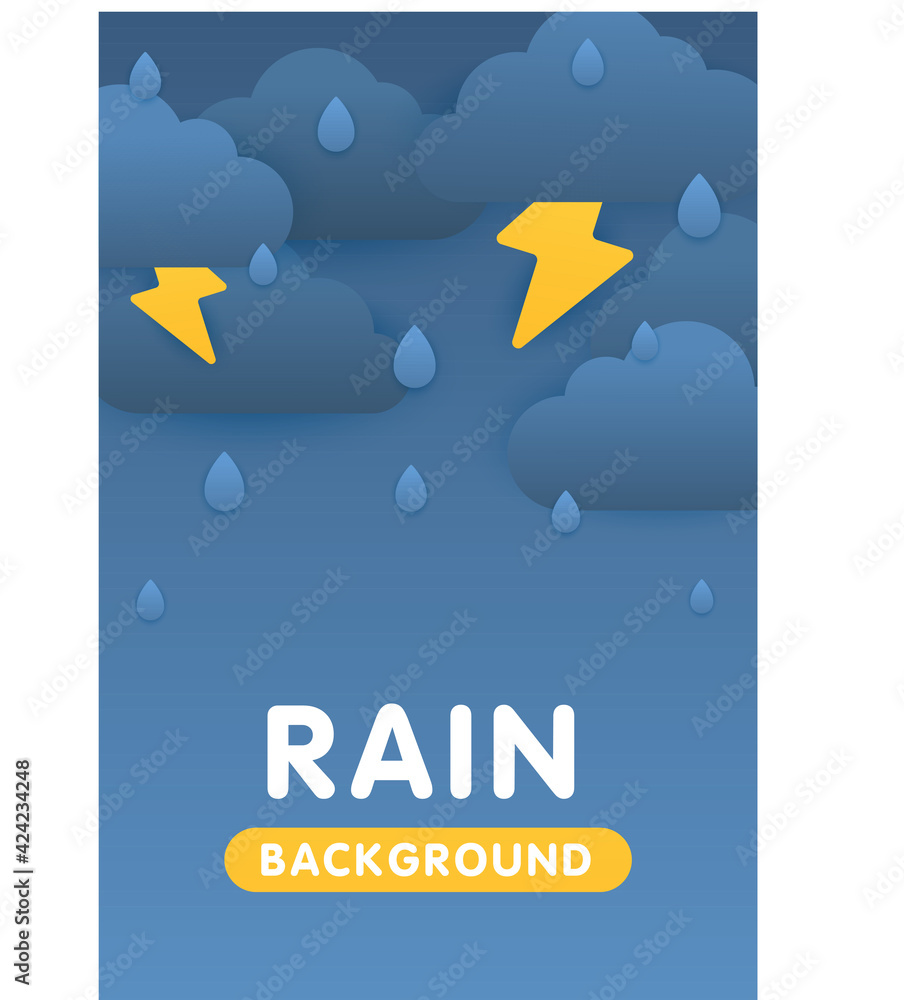 Paper cut weather vertical poster concept. Place for your text. Weather ...