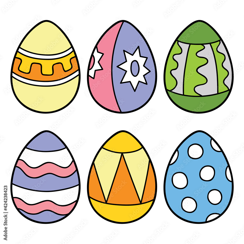Vector illustration set of doodle easter eggs design for children ...