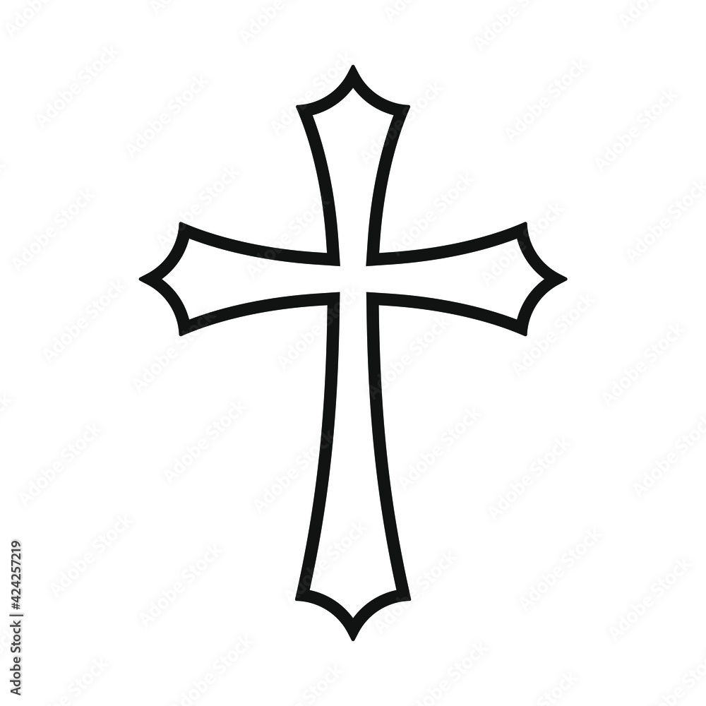Cross vector shape symbol. Christianity sign. Christian religion icon ...