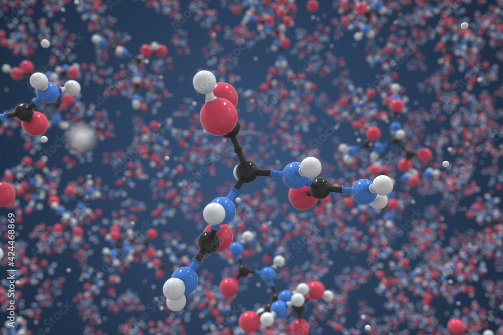 Molecule of allantoic acid, ball-and-stick molecular model. Science ...