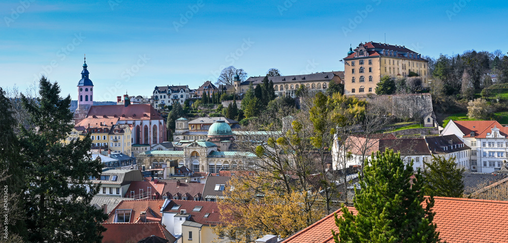 The Bathing district in Baden Baden with the New Castle and famous ...