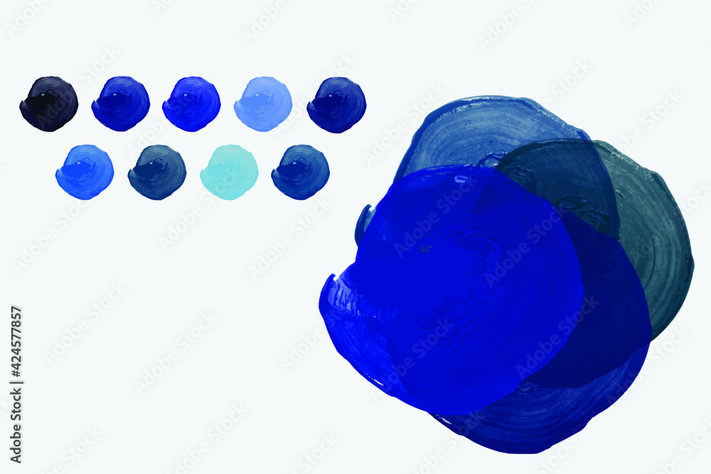 Watercolor palette brush stroke trend colors in blue tints splash paint ...