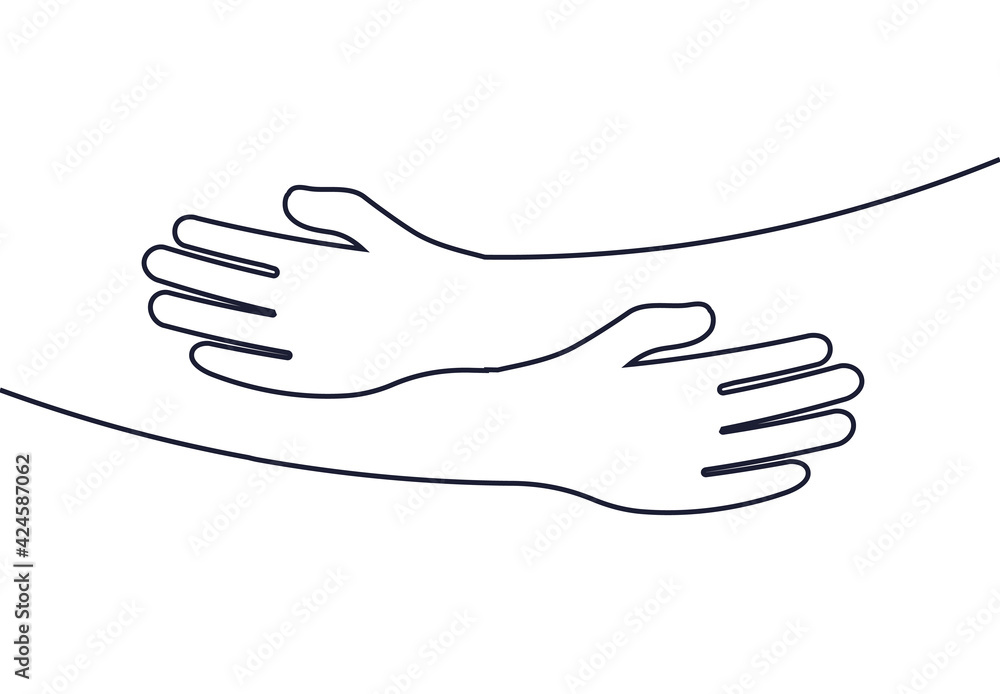 Embrace icon, arms hugging vector illustration, hands hug linear vector ...