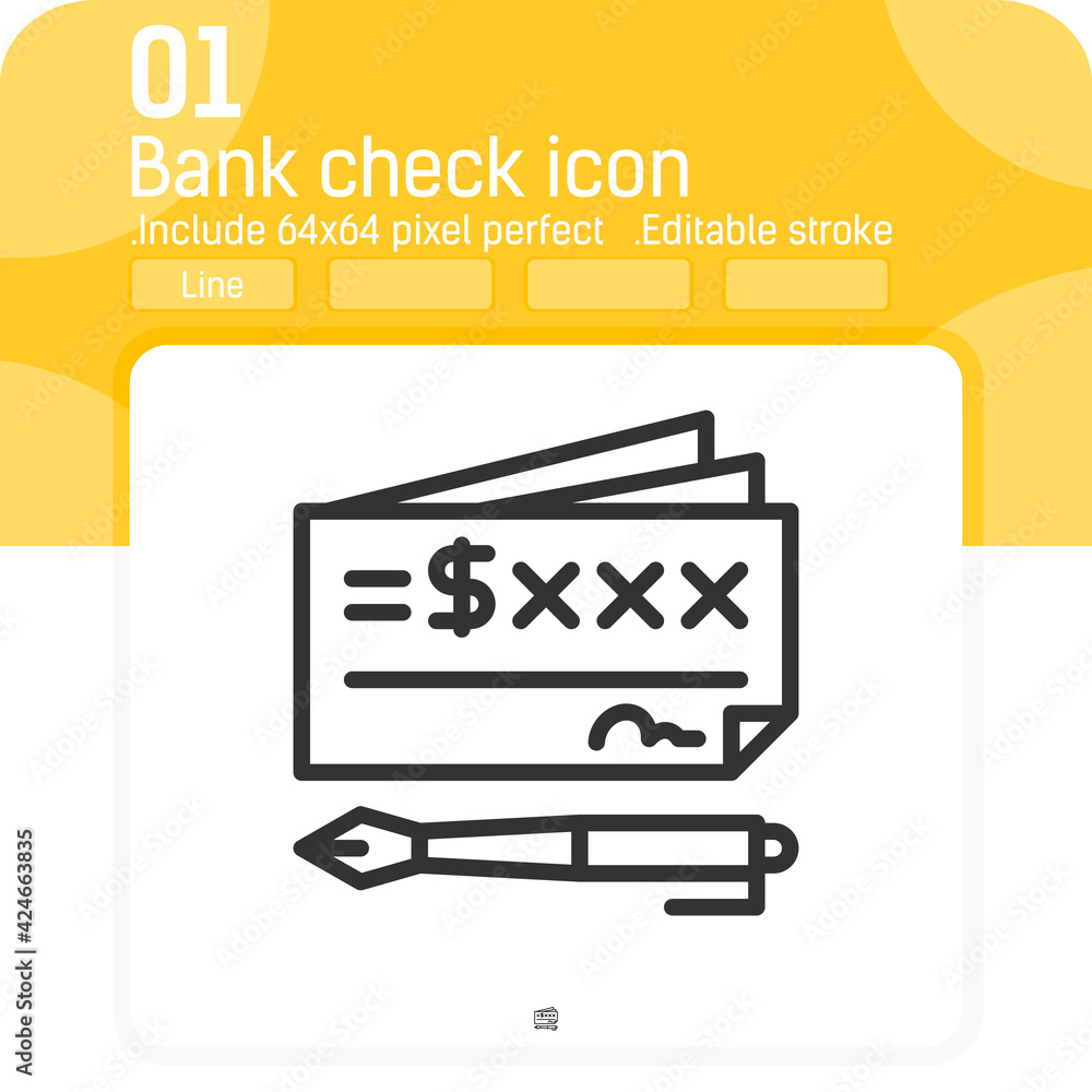 Cheque vector icon with high quality black outline style isolated on ...