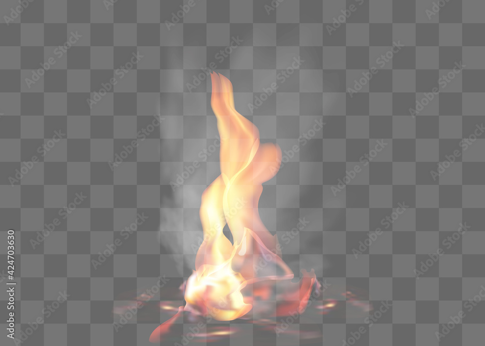 Realistic fire flames set on transparent background. 3D bonfire on ...