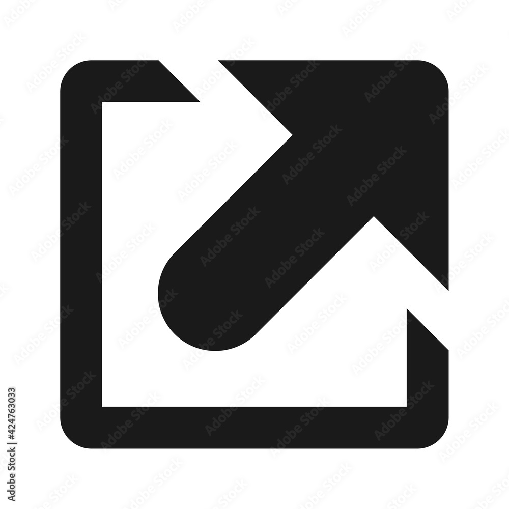 External link black icon. Isolated external web page link button on ...