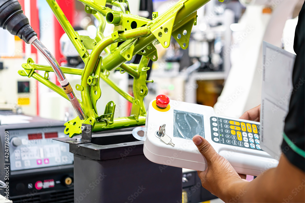 man technician enter program command information pass wireless remote ...