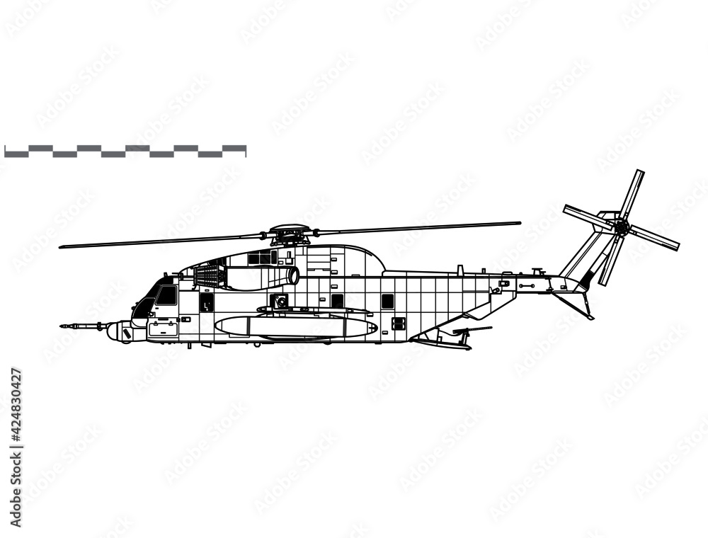 Sikorsky MH-53J Pave Low III. Vector drawing of special operations ...