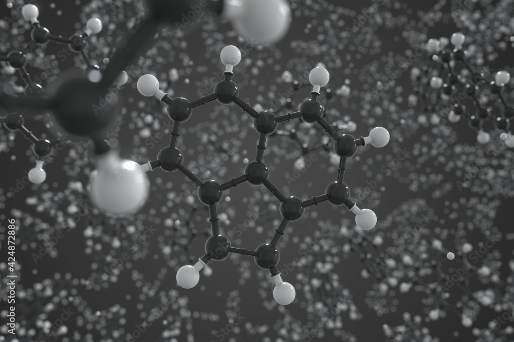 Acenaphthylene molecule. Ball-and-stick molecular model. Chemistry ...
