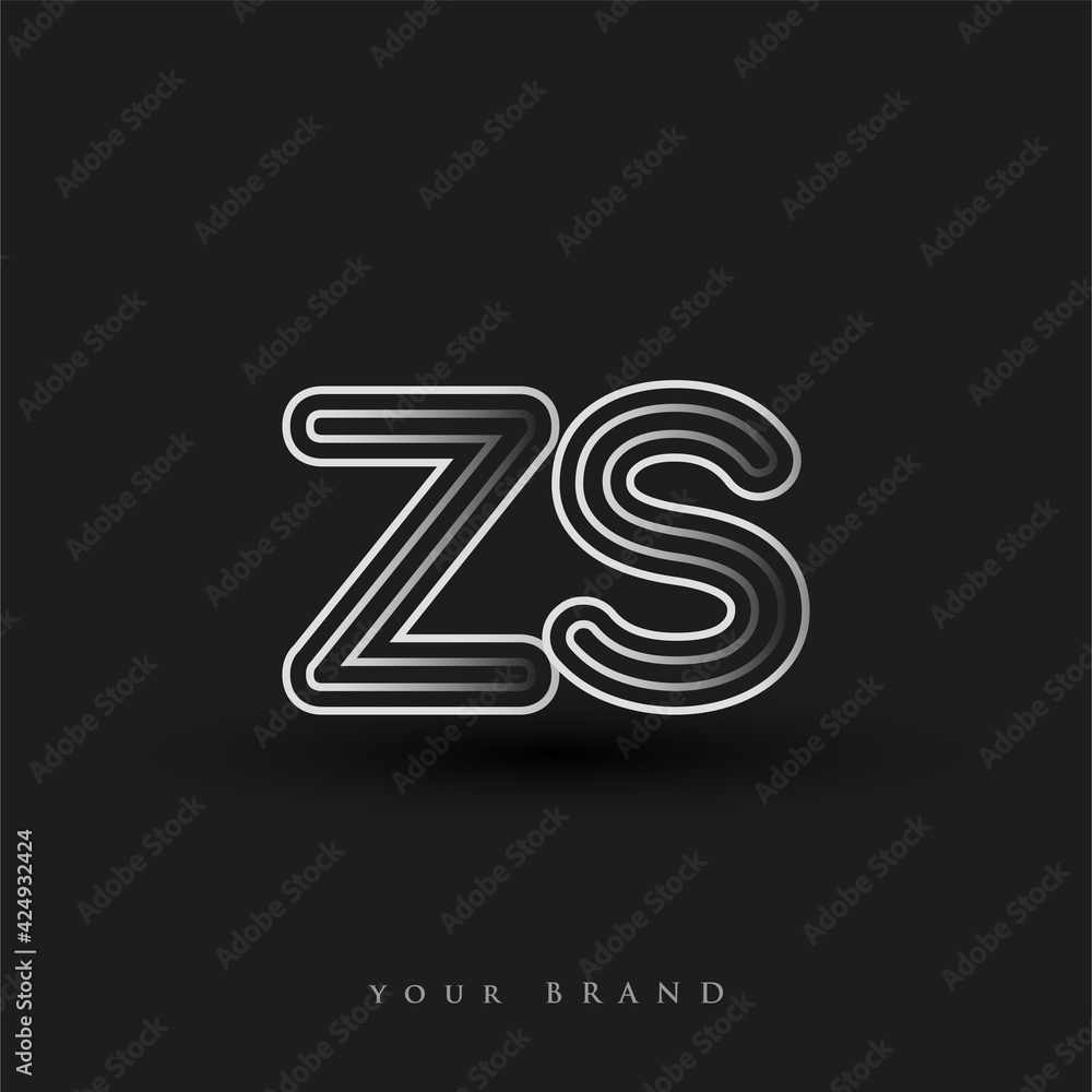 initial logo ZS colored black and white with striped composition and ...