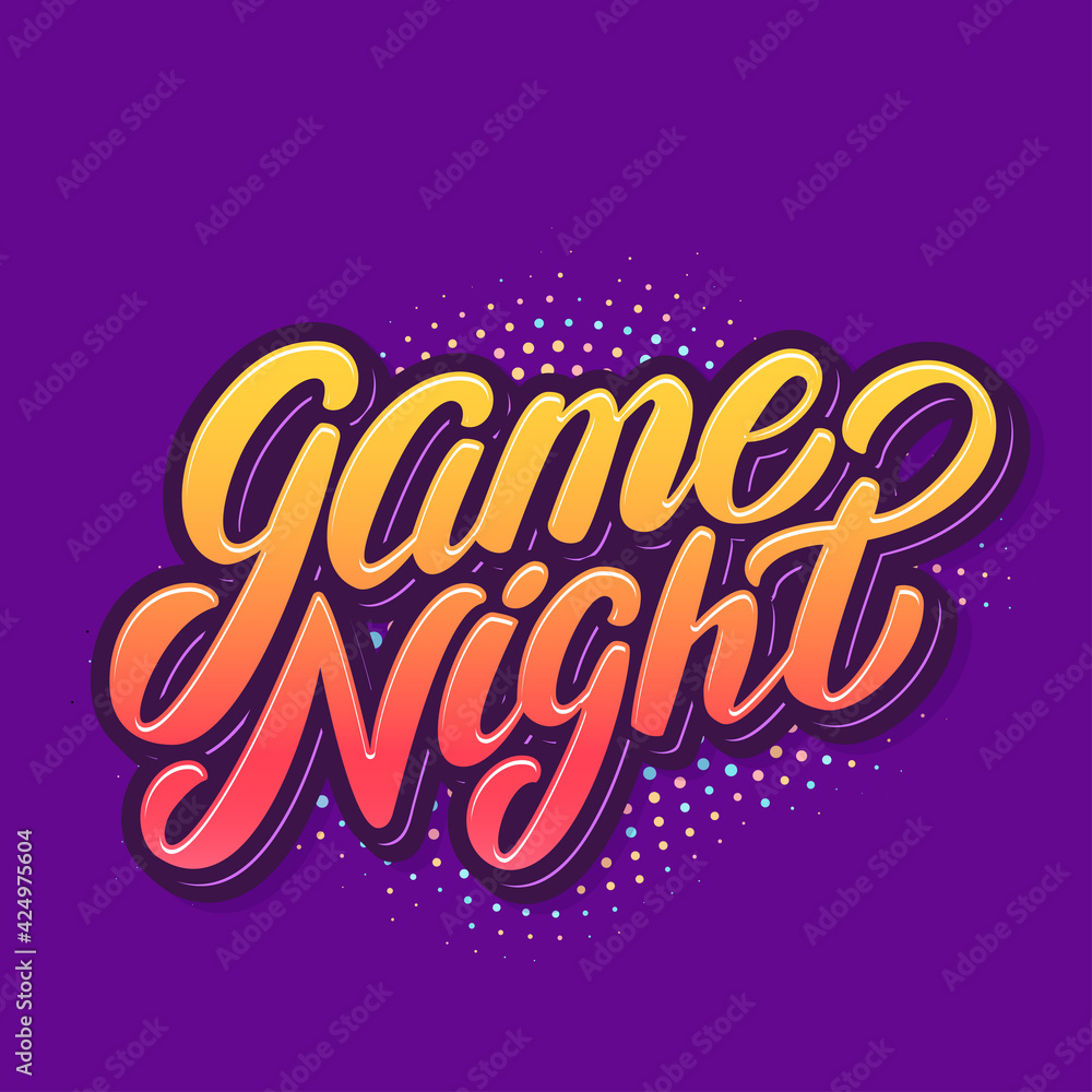 Game night banner. Vector handwritten lettering. Stock Vector | Adobe Stock