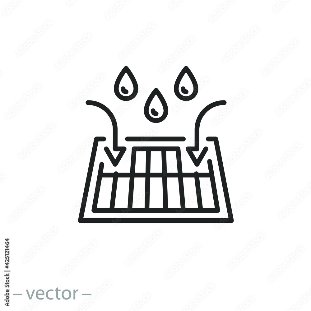 sewer drain icon, street storm sewage, drainage urban waste, water road ...