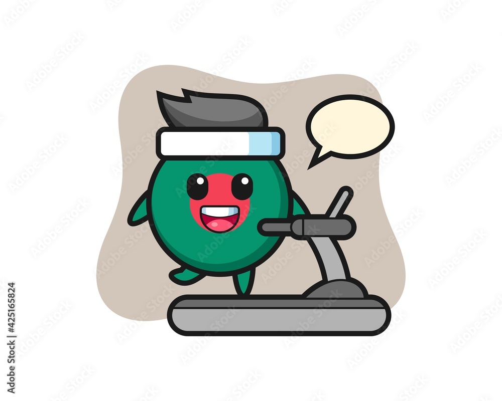 bangladesh flag badge cartoon character walking on the treadmill Stock ...